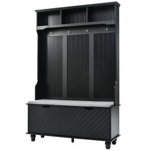 Harper & Bright Designs 47.2 in. Wide Black Hall Tree with Shoe Storage ...