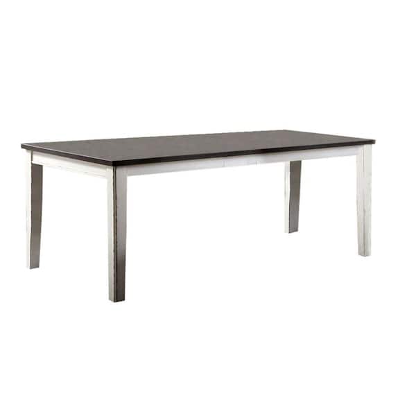 Benjara 78 in.White and Brown Wood 4 Legs Dining Table (Seat of 6 ...