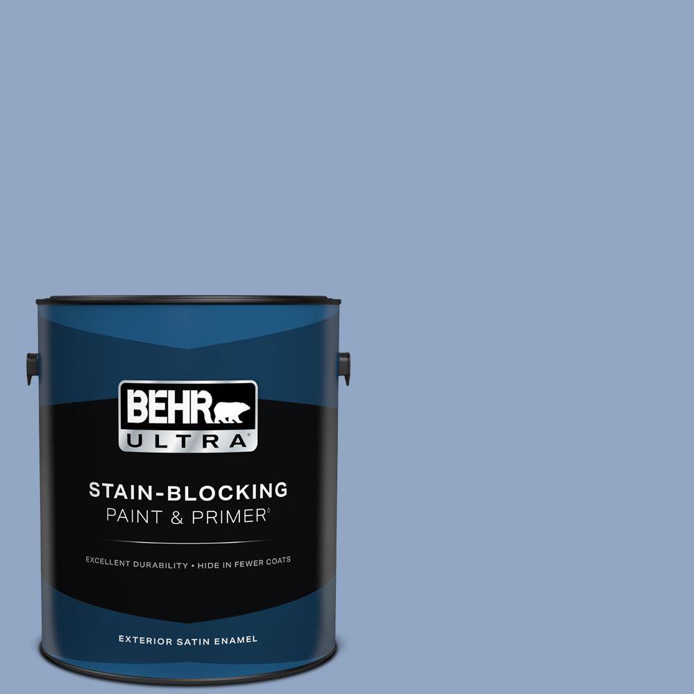 BEHR ULTRA 1 gal. #PPU15-13 Blue Hydrangea Satin Enamel Exterior Paint ...