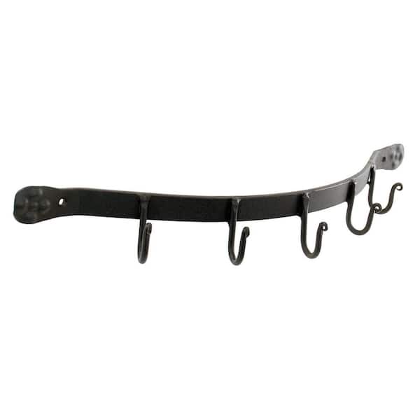 ACHLA DESIGNS Wall Bracket Iron With 5 Hooks 19.5 in. Wide Black Powder ...