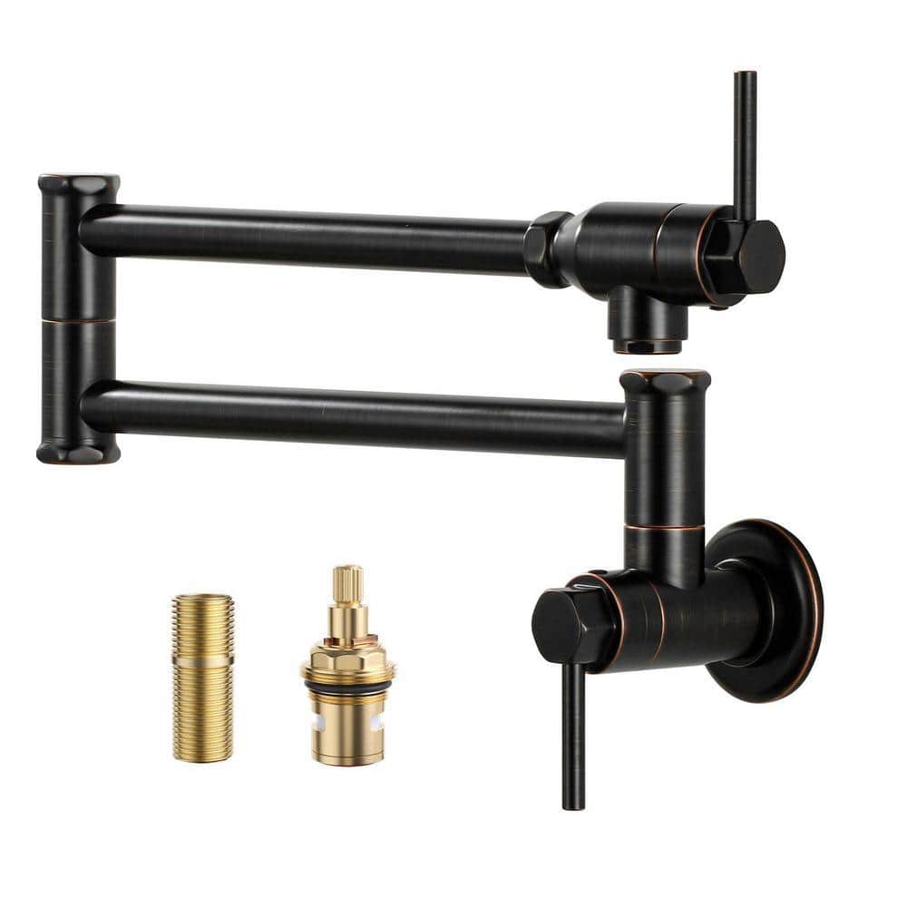 ALEASHA Wall Mounted Double-Handle Folding Stretchable Brass Pot Filler ...