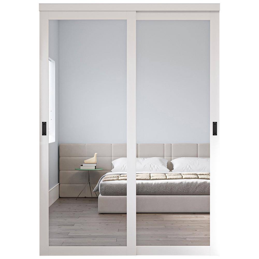 ARK DESIGN 60 in. x 80 in. Solid Core 1-Lite Mirror White Primed MDF ...