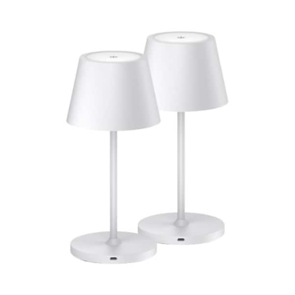 Onewish 2-Pack 4.6 in. White Portable LED Table Lamp TL-19E-2-WHI - The ...
