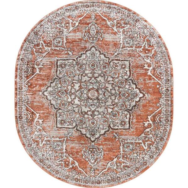 Unique Loom Nyla Smile Salmon Pink 7 ft. 10 in. x 10 ft. Area Rug ...