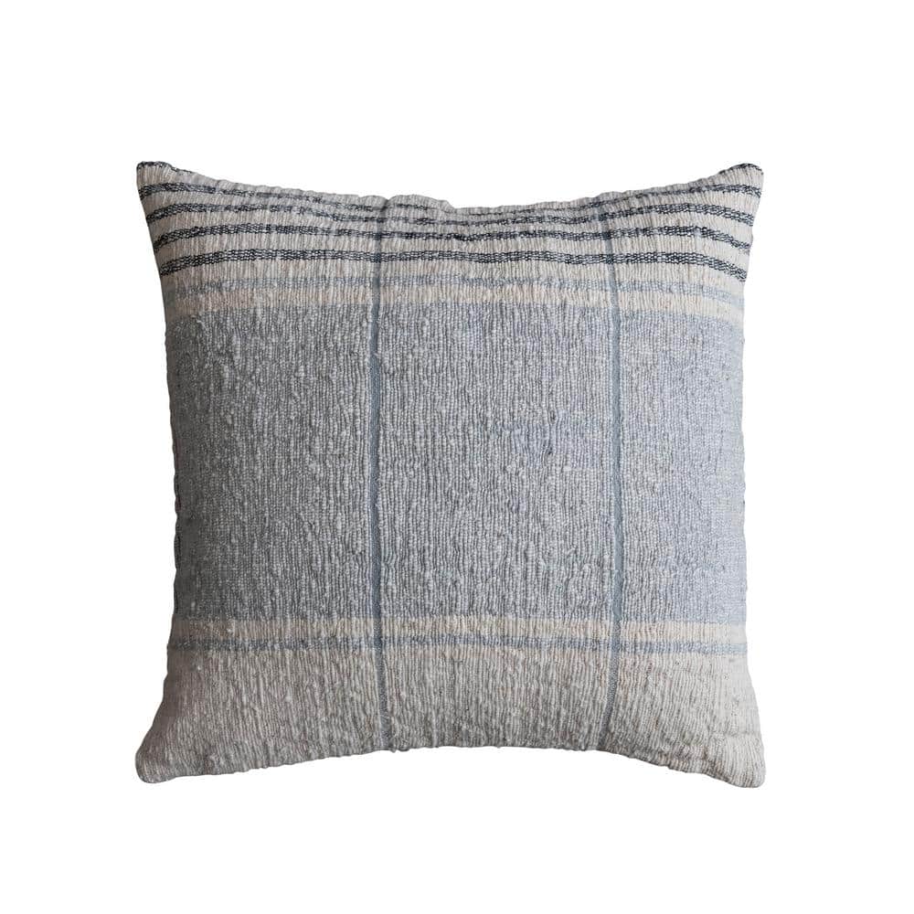 Storied Home Blue, Black and Natural Striped Polyester 20 in. x 20 in ...