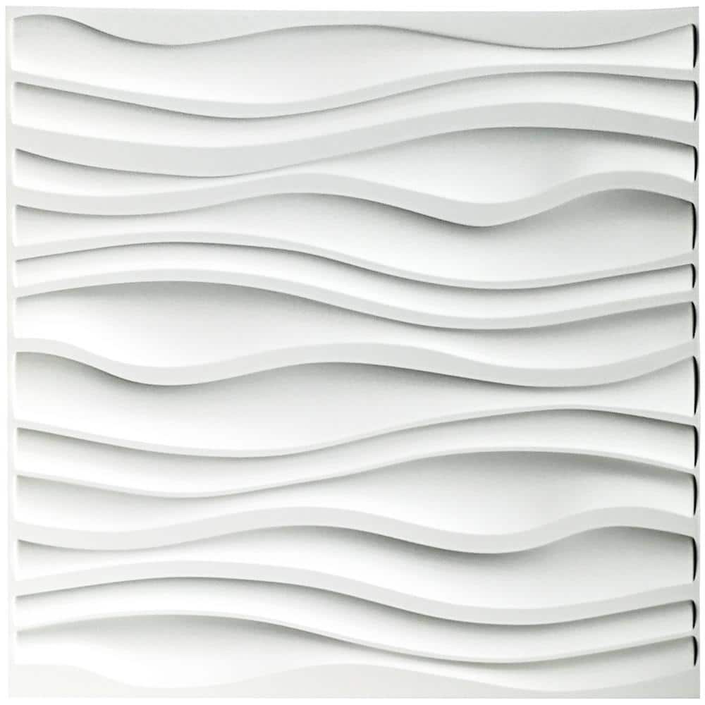 Art3dwallpanels Wallpanel 19.7 in. x 19.7 in. White Wave PVC 3D Wall ...