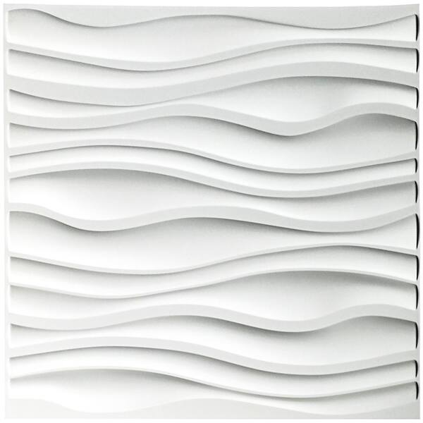 Art3dwallpanels Wallpanel 19.7 in. x 19.7 in. White Wave PVC 3D Wall ...