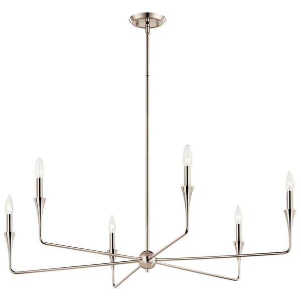 KICHLER Alvaro 40.25 in. 6-Light Polished Nickel Modern Candle ...