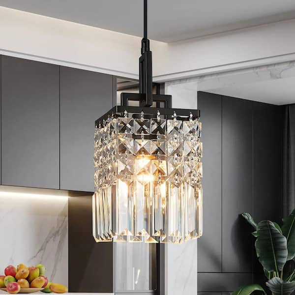 ZHLWIN Home Lighting 40W 1-Light Modern Square Black Crystal Pendant ...