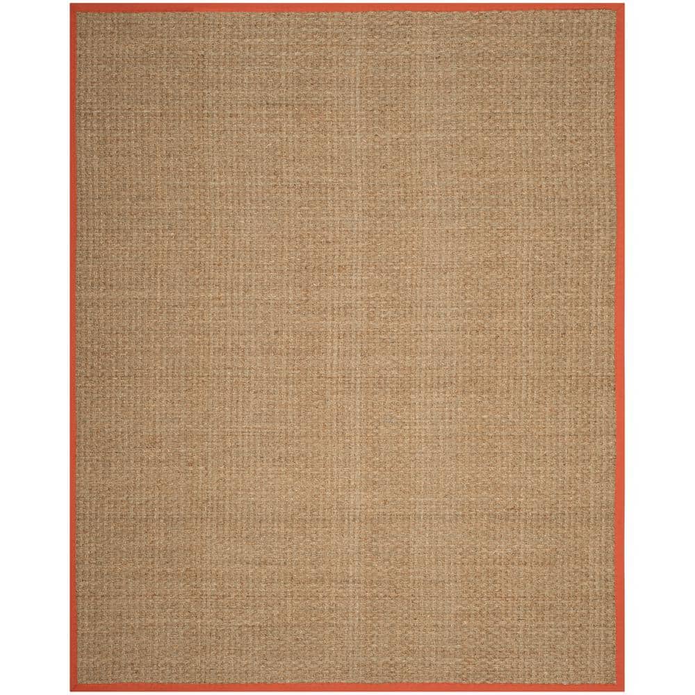 SAFAVIEH Natural Fiber Natural/Rust 8 ft. x 10 ft. Border Woven Area ...