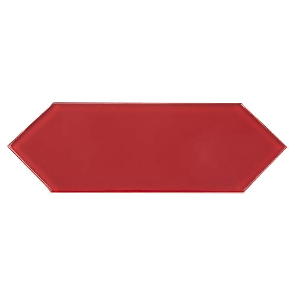 Giorbello Ruby Red 3 in. x 9 in. Hexagon Glass Subway Tile Sample G1122 ...