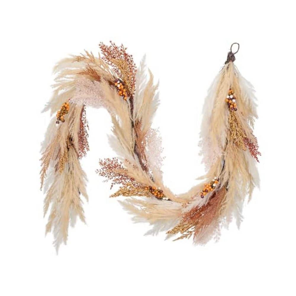 Prairie Whisper 6ft Neutral-Toned Artificial Pampas Grass Garland ...