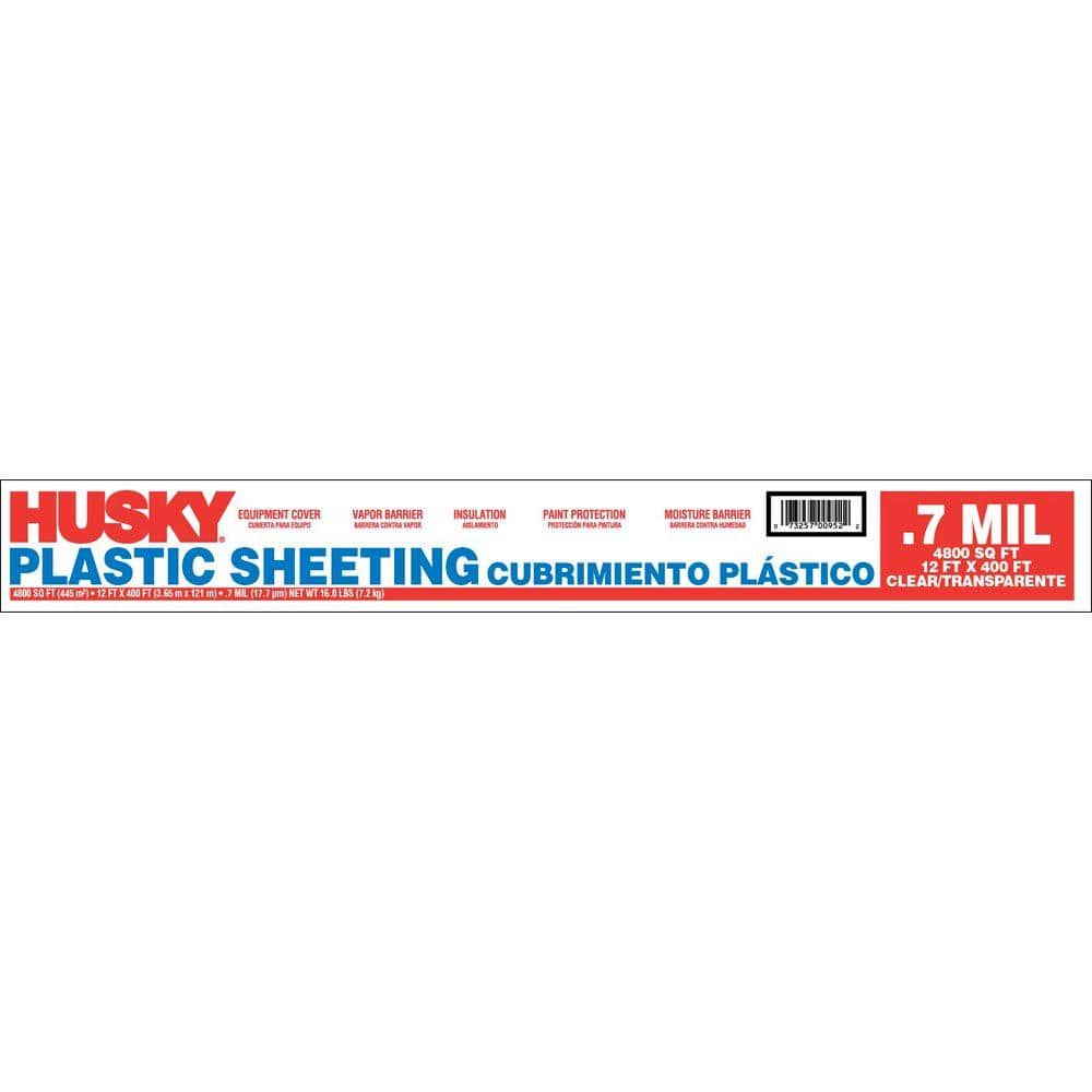Husky 12 ft. x 400 ft. Clear 0.7-mil. Polyethylene Sheeting CFHK00712 ...