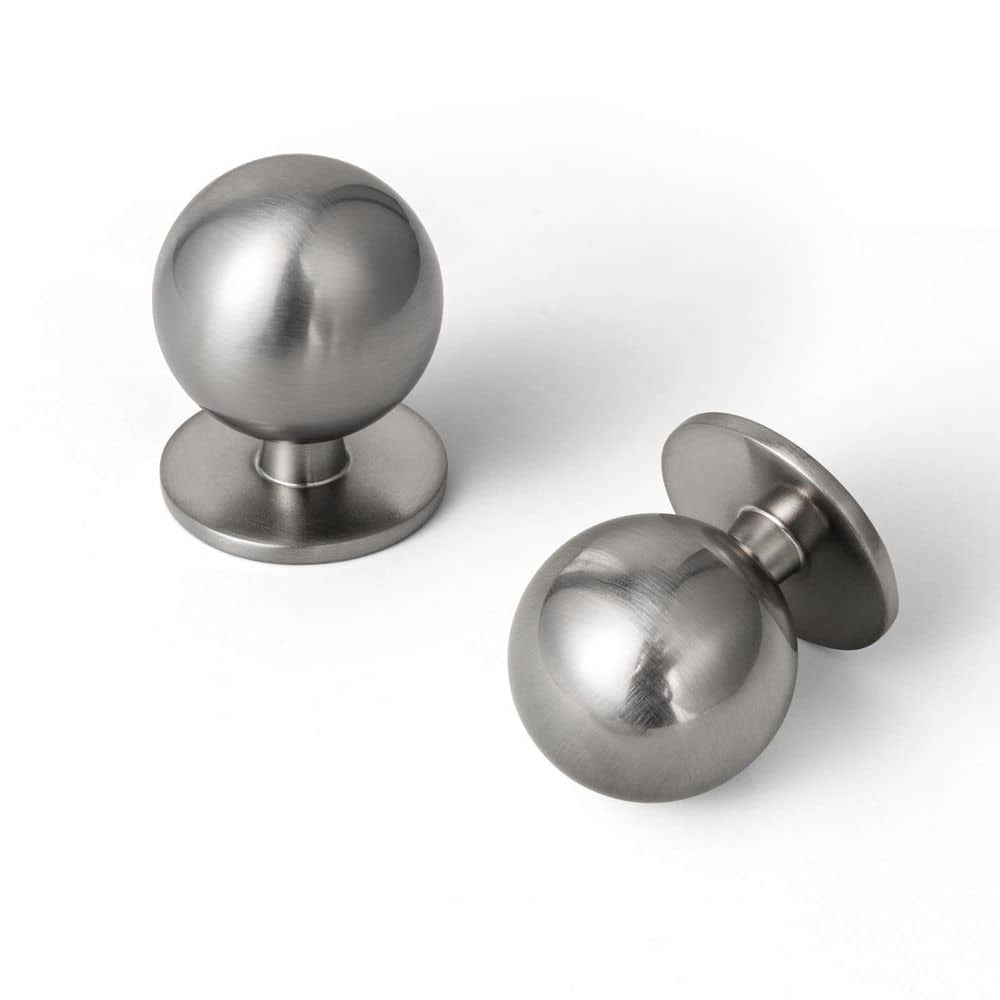 Goo-Ki 12-Pack 1-9/64 in. (29 mm) Sleek Round Satin Nickel Zinc Alloy ...