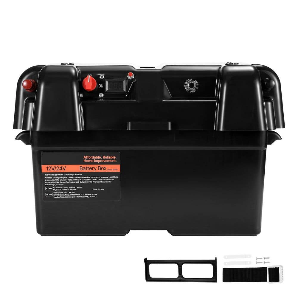 VEVOR Battery Box, Group 24/27 Trolling Motor Battery Box, 12-Volt/24 ...