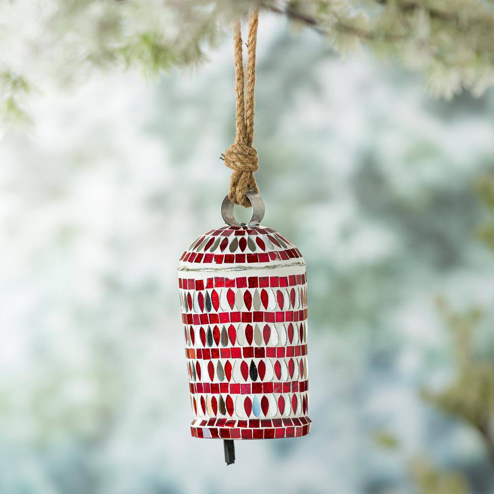 Evergreen 17 in. Red Mosaic Glass Bell Chime 2WC2076 - The Home Depot