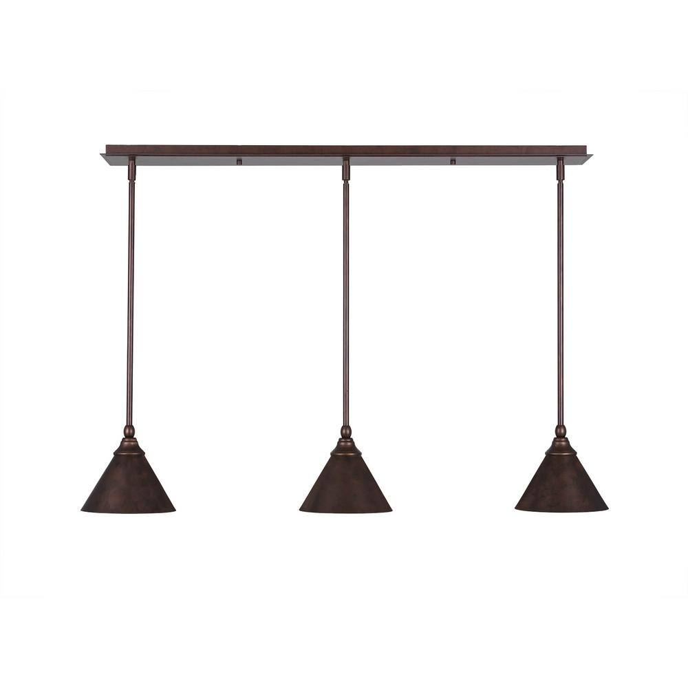 Livingston 100-Watt 3 Light Bronze Linear Pendant Light with 7 in ...