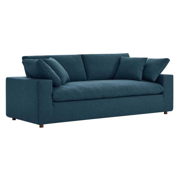 MODWAY Commix 92.5 in. Square Arm Polyester Rectangle Sofa in. Azure ...