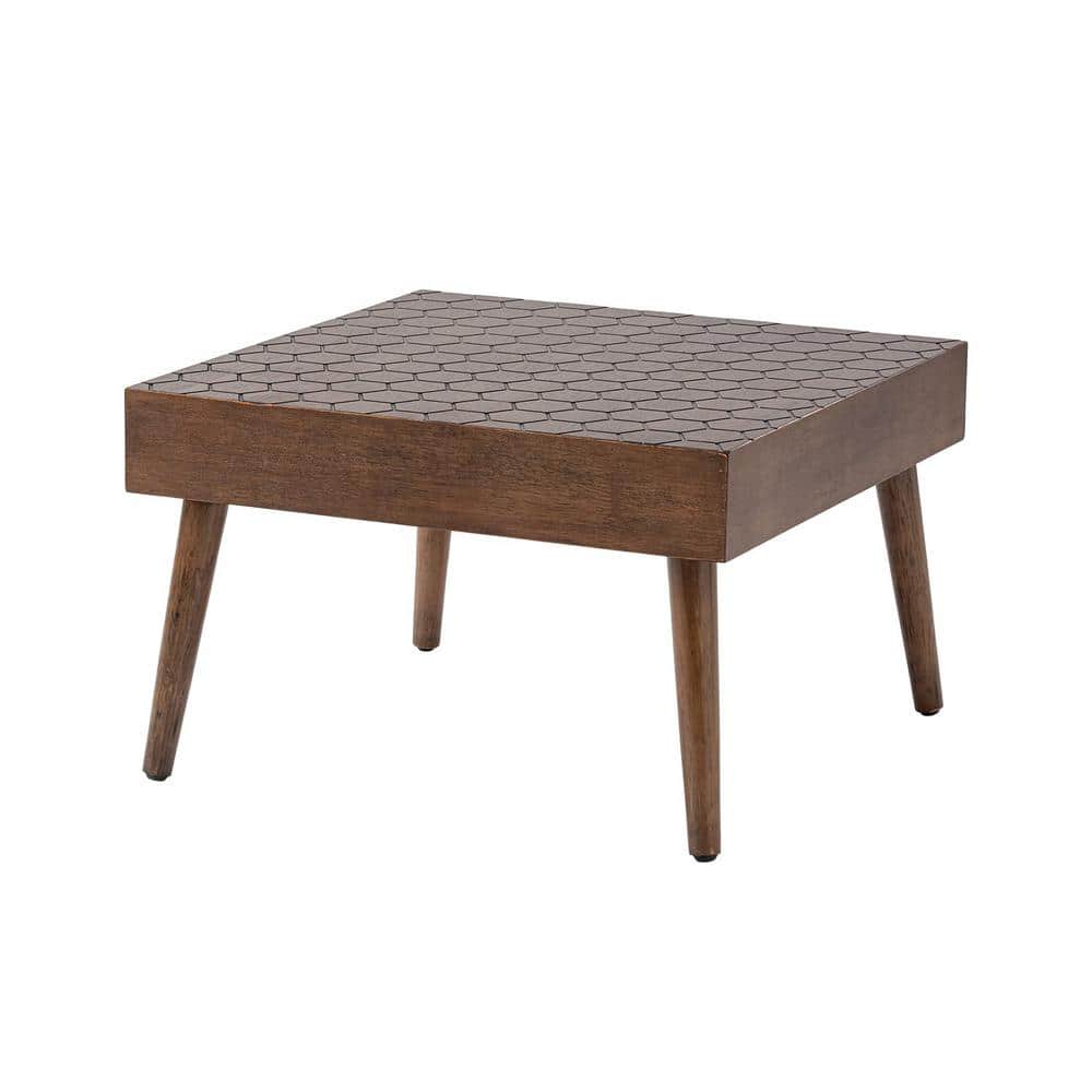 Zeus & Ruta 24 in. Brown Square Outdoor Coffee Table with Legs for ...
