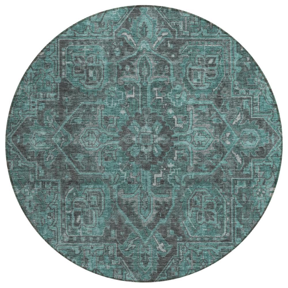 Addison Rugs Chantille ACN571 Turquoise 8 ft. x 8 ft. Round Machine ...
