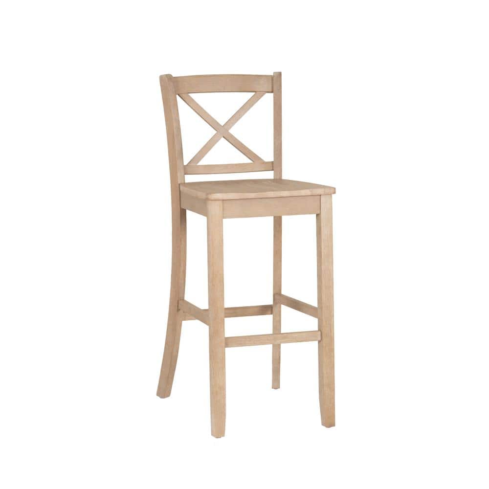 Linon Home Decor Alexandria 30 in. Graywash X High Back Bar Stool with ...