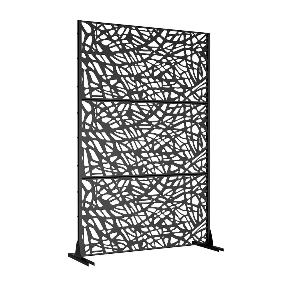 Lumioca 1-Piece 46.8 in. W x 71.37 in. H Black Mesh Metal Outdoor ...