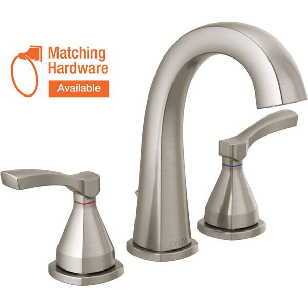 Delta Stryke 8 In Widespread 2 Handle Bathroom Faucet With Metal Drain