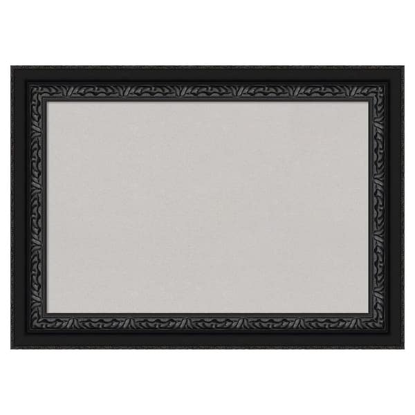 Amanti Art Downton Black 22 in. x 16 in., Wood Framed Grey Cork Memo ...