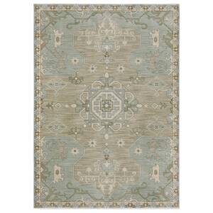 AVERLEY HOME Maco Gray/Blue 8 ft. x 11 ft. Floral Medallion Distressed ...