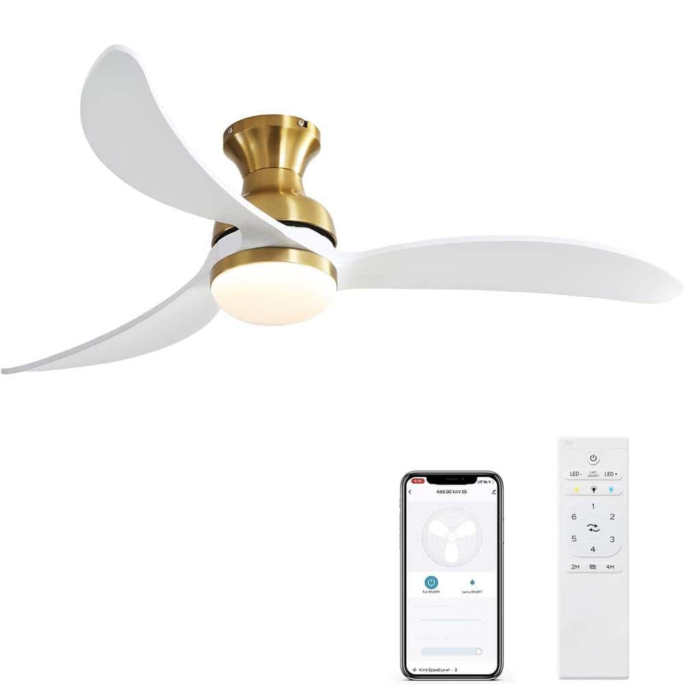 PUDO 52 in. Integrated LED Indoor Modern Gold Ceiling Fan with Lighting ...