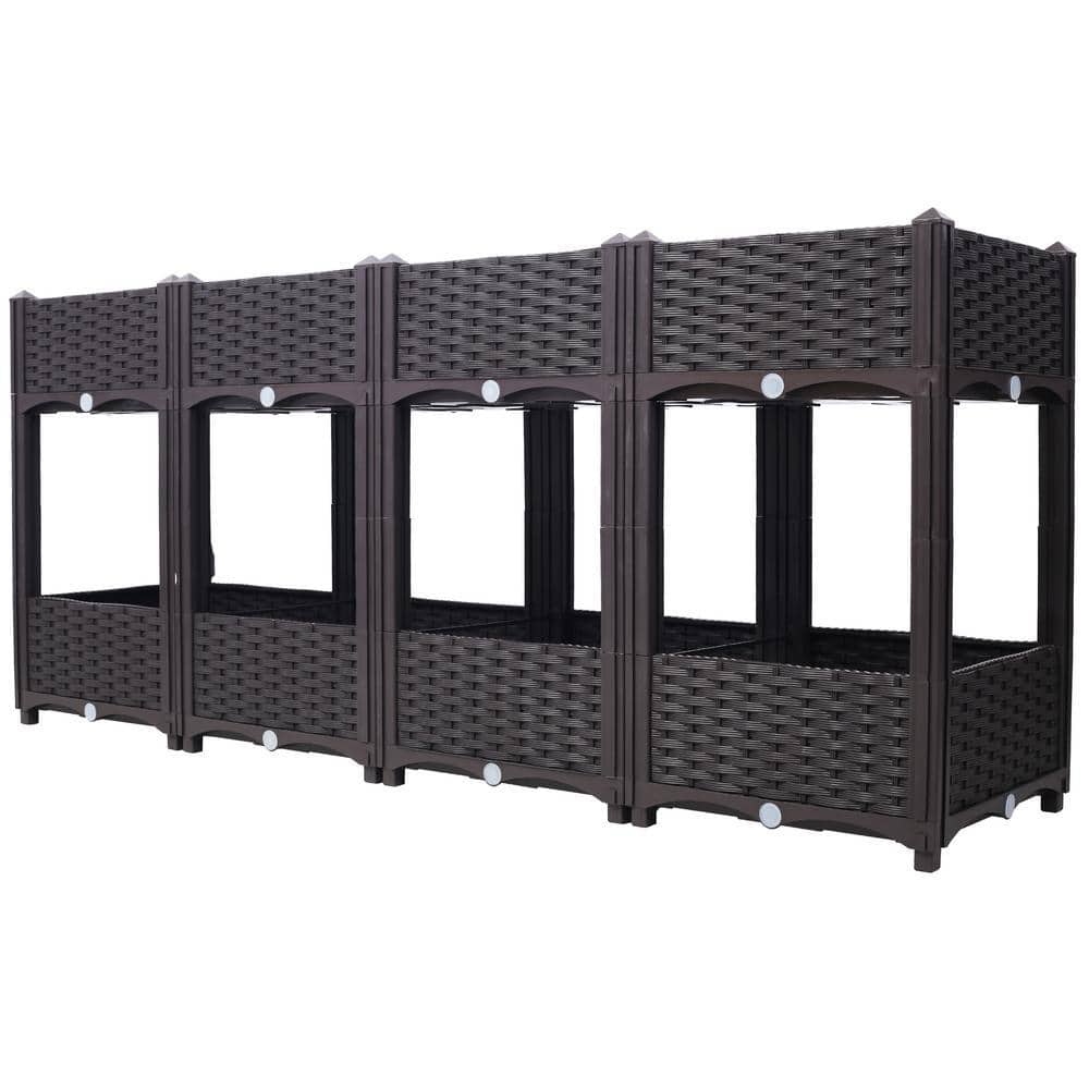 Otryad 63 in. x 16 in. x 28 in. Brown Plastic Elevated Garden Bed, 2 ...