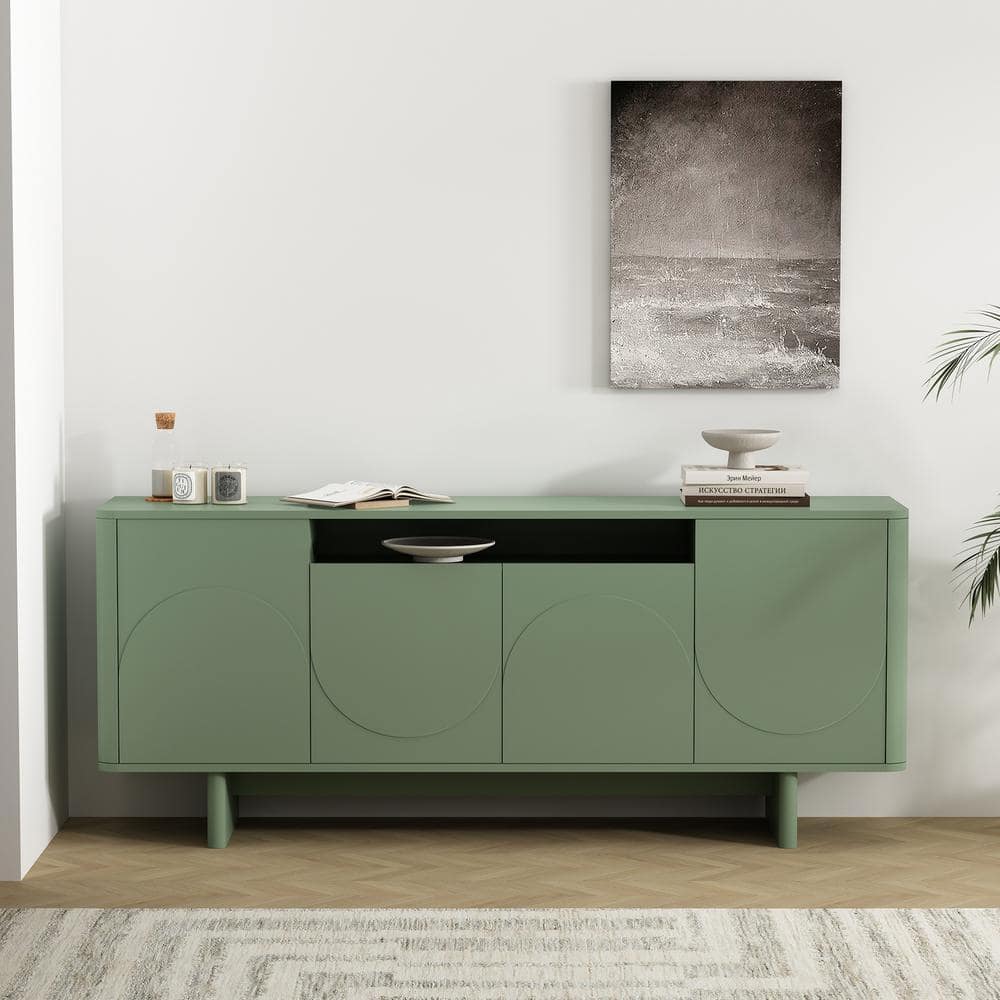 Manhattan Comfort Ella Modern Sage Green MDF 70.9 in. Sideboard with Adjustable Shelves SB005-GR ...