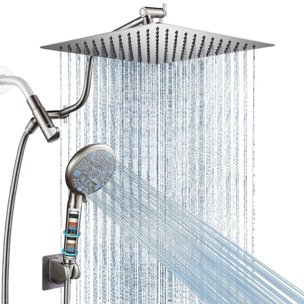 Heemli Rainfull 2-in-1 9-Spray Patterns Adjustable Fixed Shower Head ...