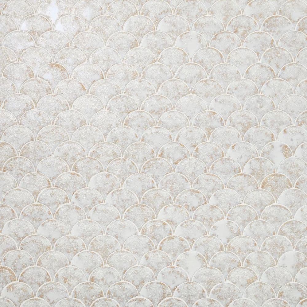 Ivy Hill Tile Beta Moonstone White 2.44 in. x 5 in. Fishscale Textured ...
