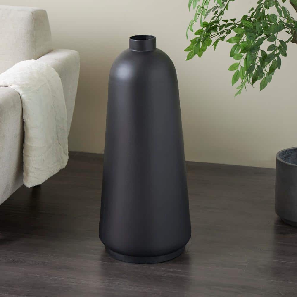 Litton Lane Black Metal Decorative Vase with Narrow Opening 045872 ...