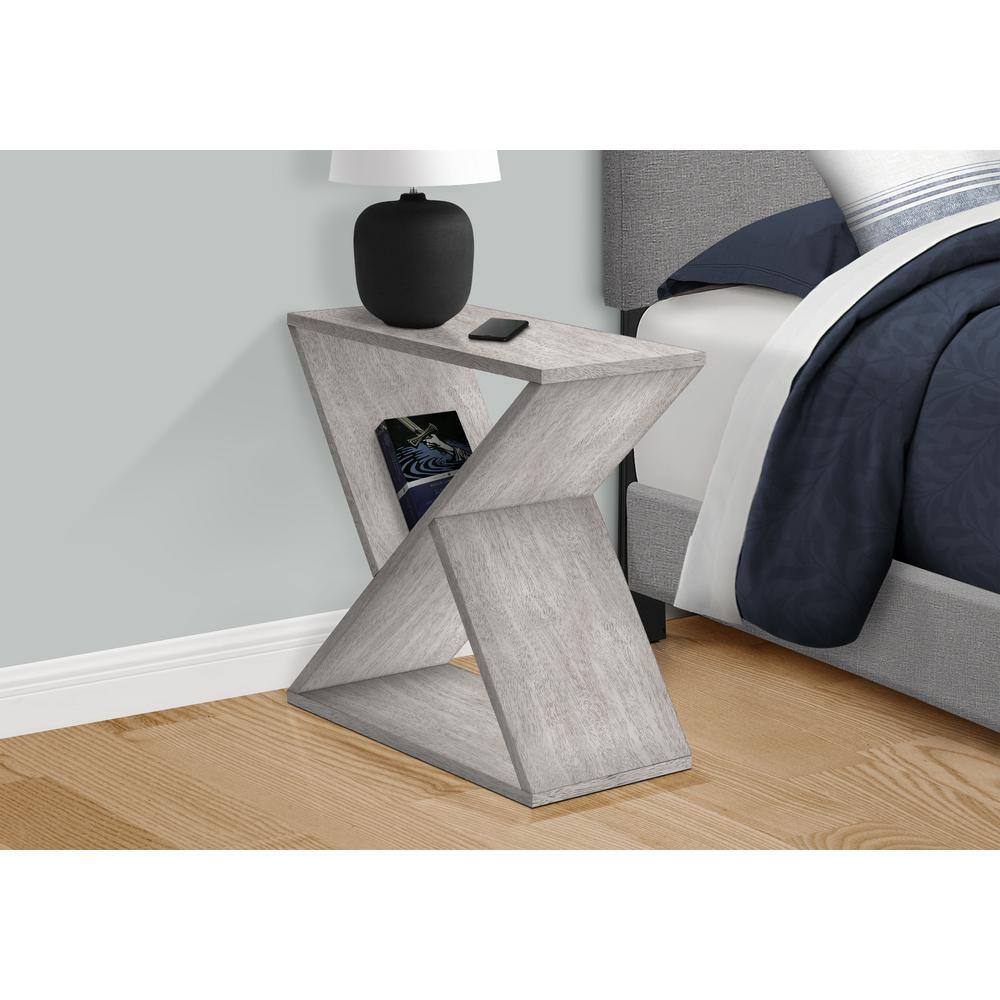 11.75 in. Washed Gray Veneer Rectangle Top MDF End Table with ...