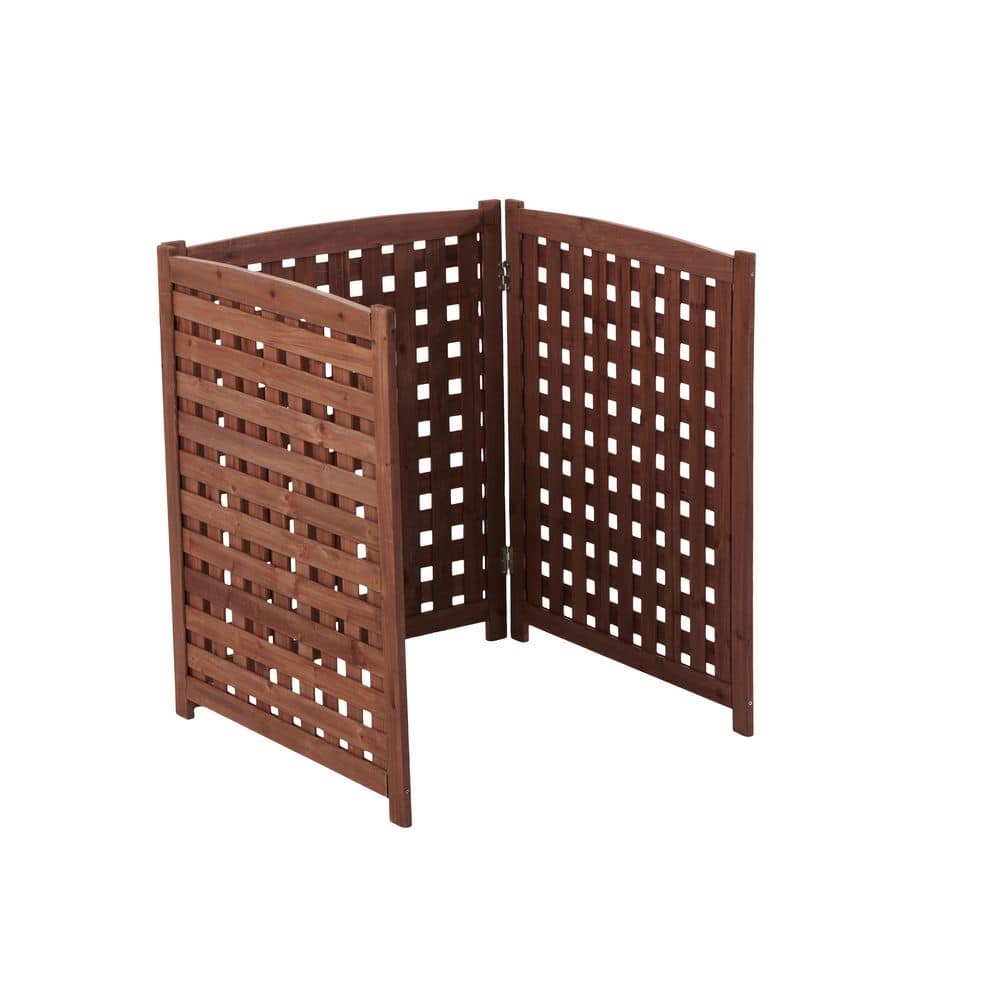 Tenleaf 3-Panel 32 in. x 38 in. Privacy Fence Screen Brown Lattice Wood ...