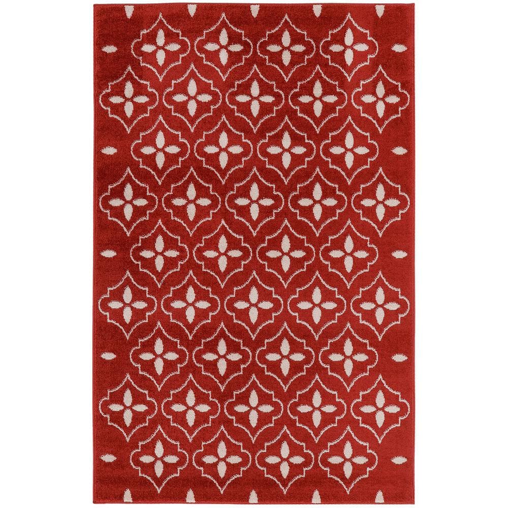 Nourison Essentials Brick Ivory 4 ft. x 6 ft. Moroccan Contemporary ...