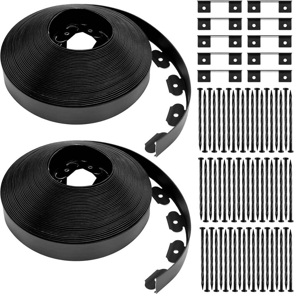 Phewnyzo 2 in. x 200 ft. Plastic Landscape Edging Kit with Spikes and ...