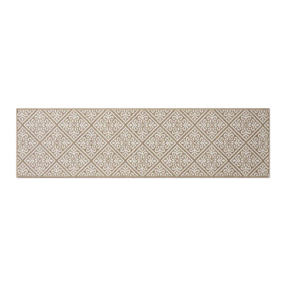 Laura Ashley Austell 2-Tone Berber/Ivory 2 ft. x 6 ft. Geometric ...