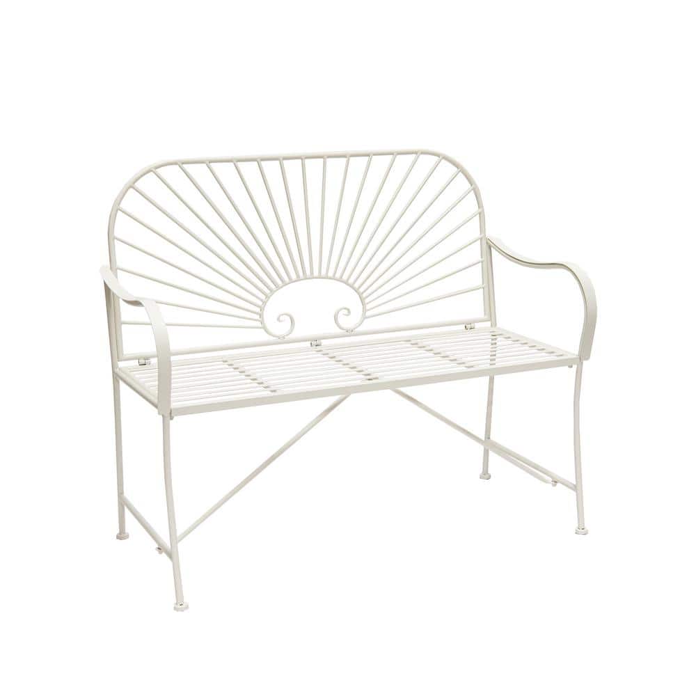 XBRAND 20.5 in.W 2-Person Seating White Metal Sun-Patterned Indoor ...