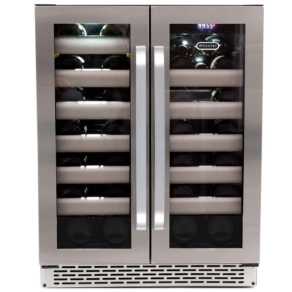 Whynter 24 in. Dual-Zone Undercounter 40-Bottle Wine Cooler Fridge ...
