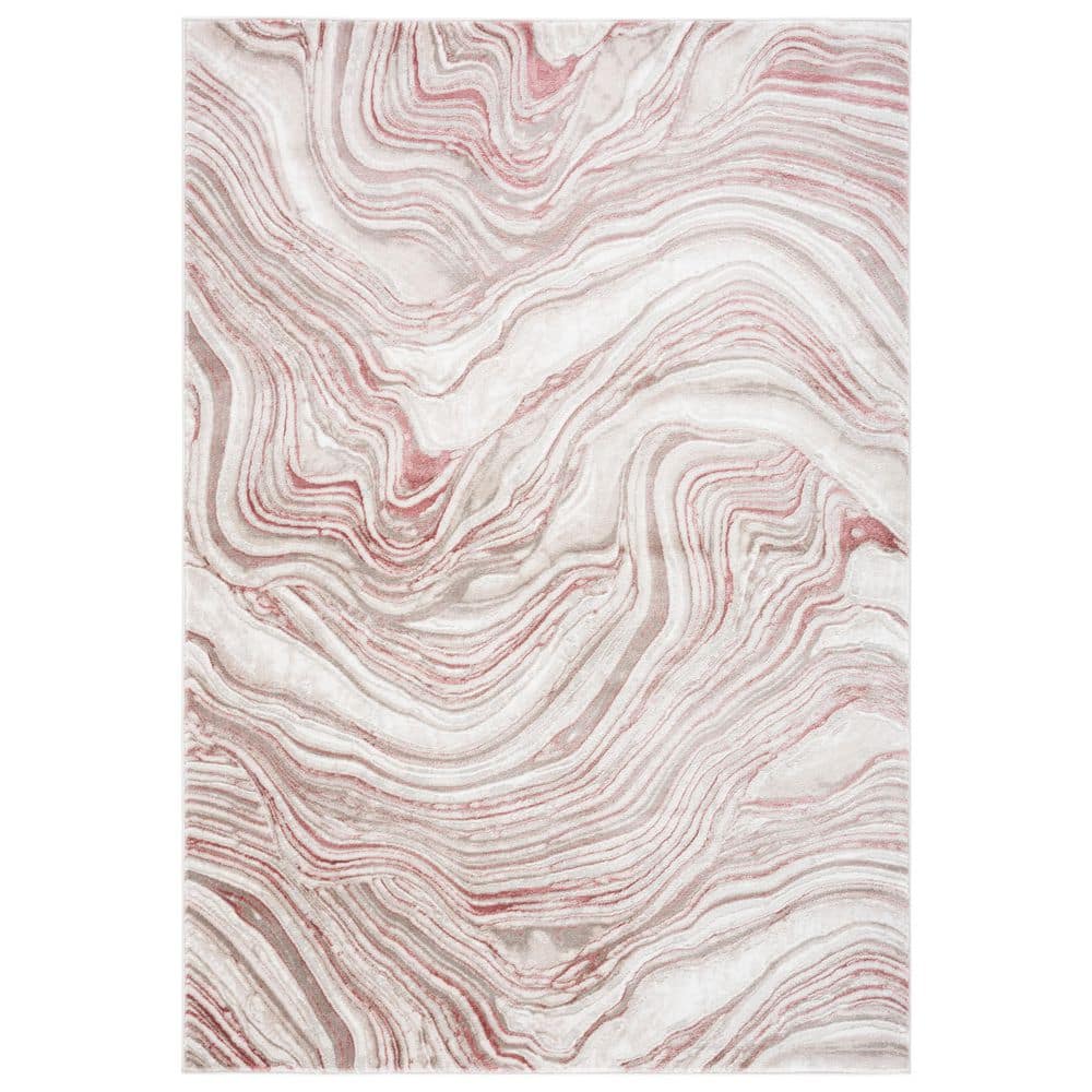 SAFAVIEH Meadow 4 ft. x 6 ft. Pink/Beige Marble Swirl Area Rug MDW564U ...