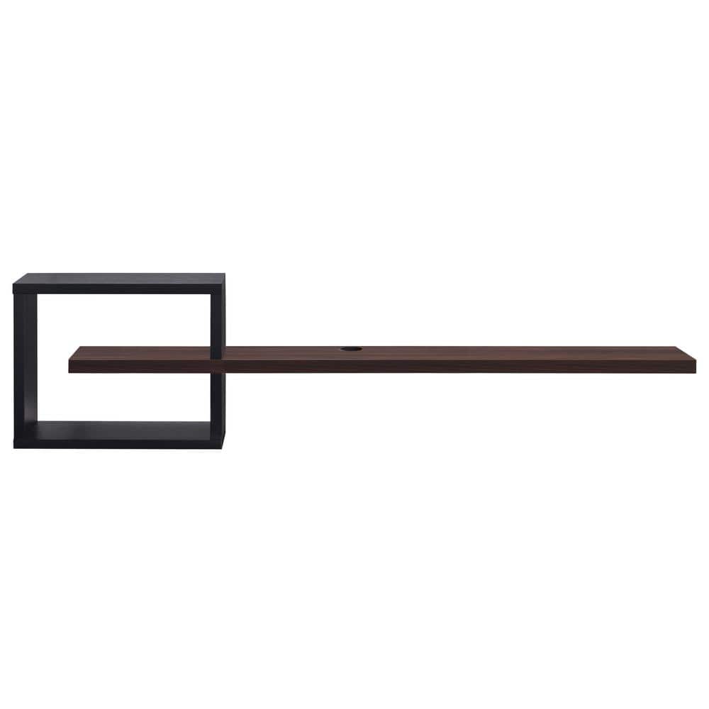 Furniture of America Mineton 60 in. Black and Dark Walnut Floating tv ...