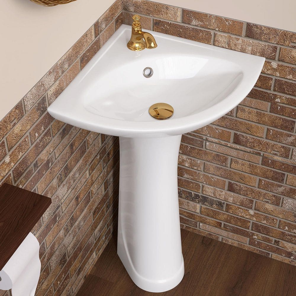 Getpro 23 in. W x 19 in. D Triangular Corner Vitreous China Bathroom ...