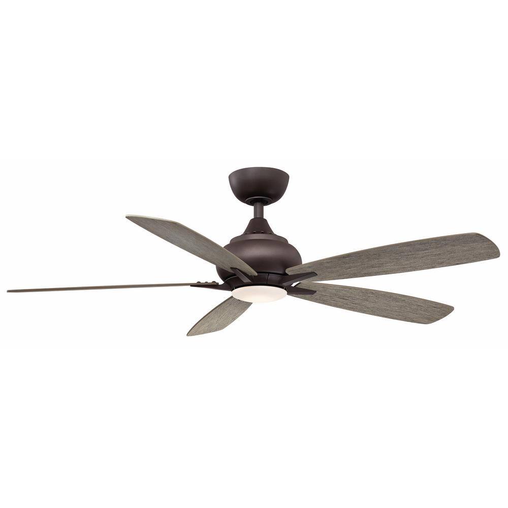 FANIMATION Doren 52 in. Integrated LED Matte Greige Ceiling Fan with ...