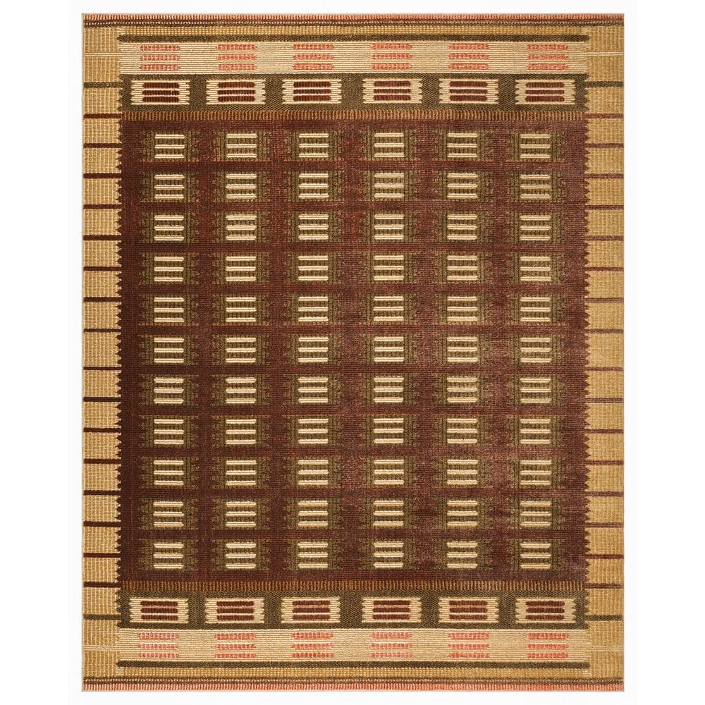 Nourison Nordic Rust 8 ft. x 10 ft. Linear Contemporary Area Rug 149805 ...