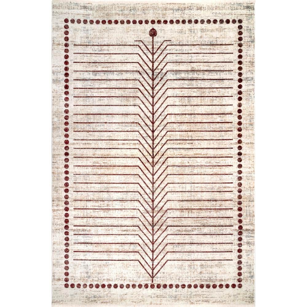 nuLOOM Lisa Global Inspired Fringe Beige 5 ft. x 8 ft. Area Rug BDSN08A ...