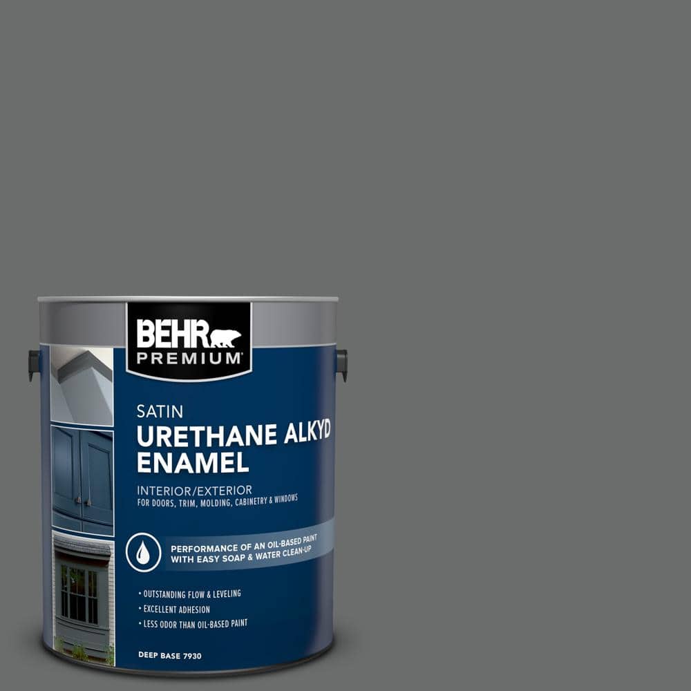 BEHR PREMIUM 1 gal. #770F-5 Dark Ash Urethane Alkyd Satin Enamel ...