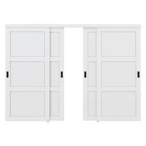 ARK DESIGN 96 in. x 96 in. Paneled 3-Lite Blank Pattern White Primed ...